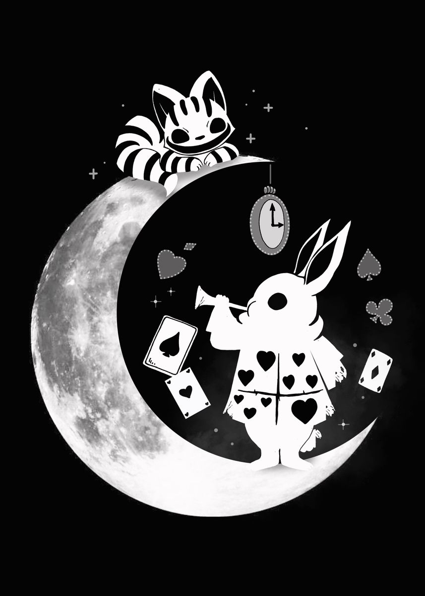 'rabbit Cheshire Moon' Poster, picture, metal print, paint by Valentina ...
