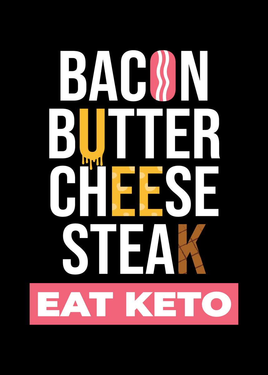 'Eat Keto Healthy Food' Poster, picture, metal print, paint by Mooon ...