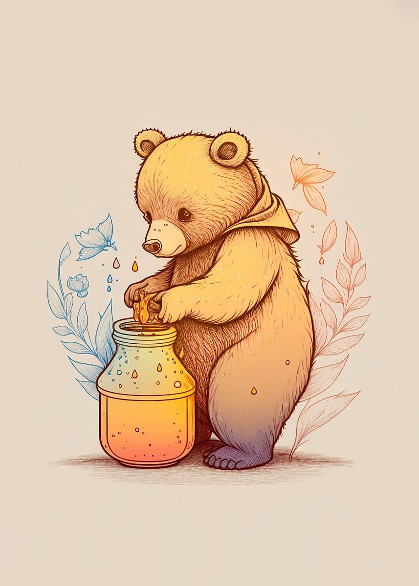 'Cute Baby Bear ' Poster, picture, metal print, paint by Bookster ...