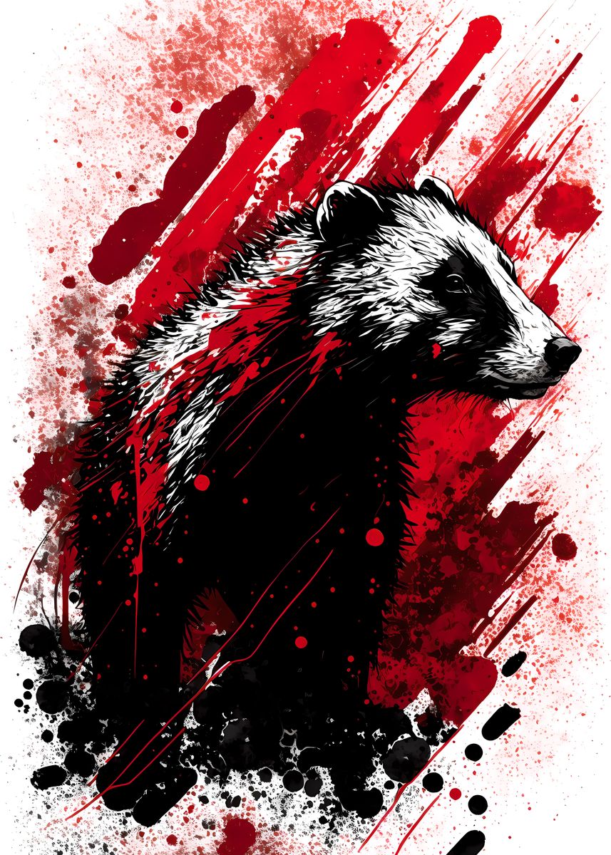 'Ink Painting of A Badger' Poster, picture, metal print, paint by ...