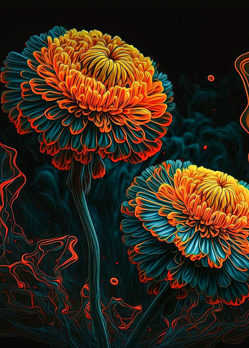 'Flower' Poster, picture, metal print, paint by Ties Rosi | Displate