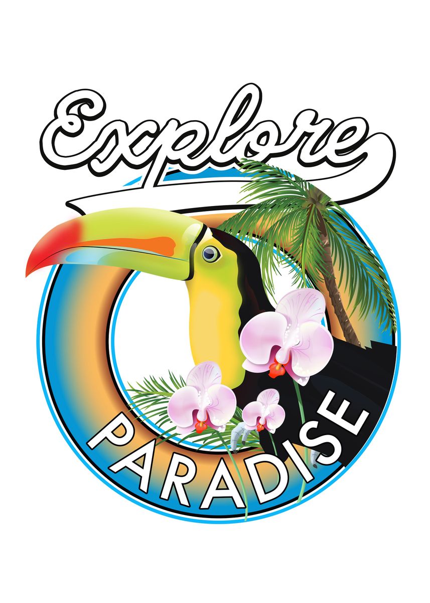 'Explore Paradise logo' Poster by Nick Greenaway | Displate
