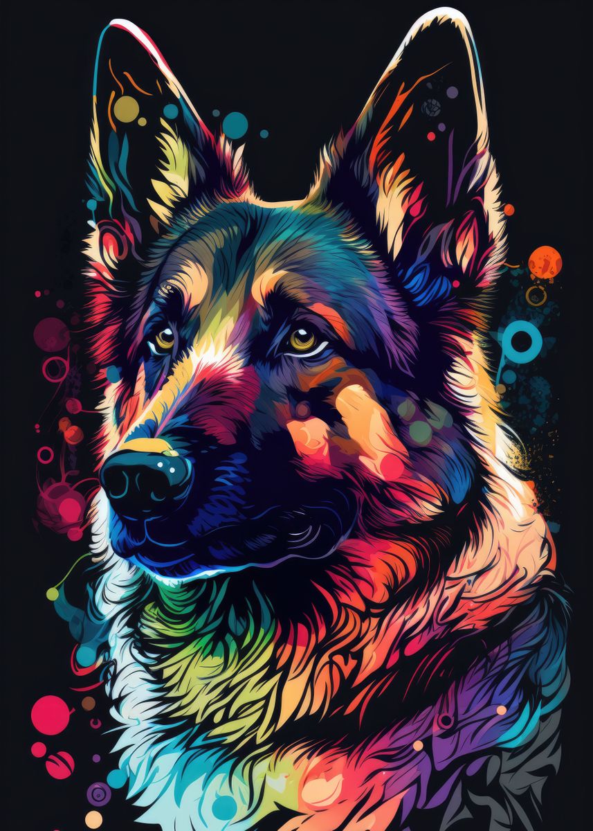 'German Shepherd Style 1' Poster by murtzart | Displate