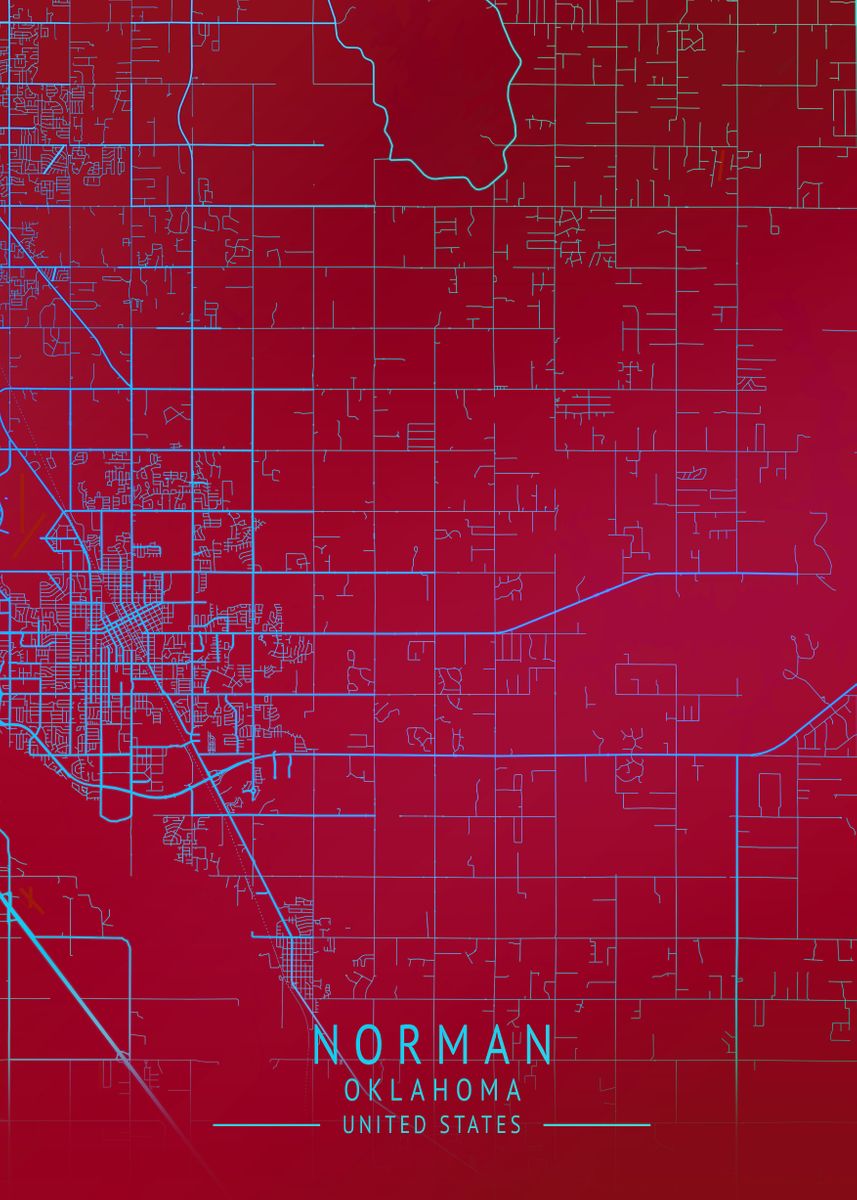 'Norman USA City Map' Poster, picture, metal print, paint by Gigi Bgm ...