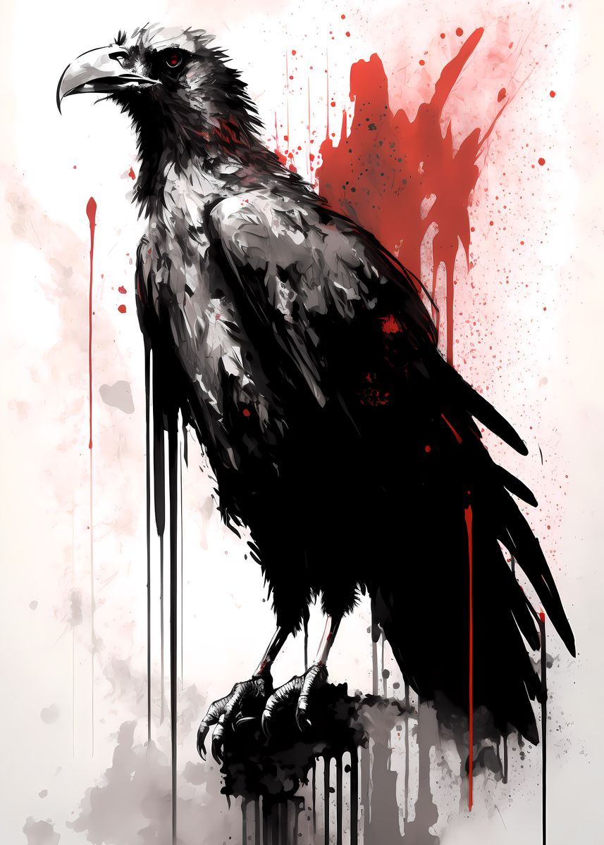 'Ink Portrait of a Vulture' Poster, picture, metal print, paint by ...