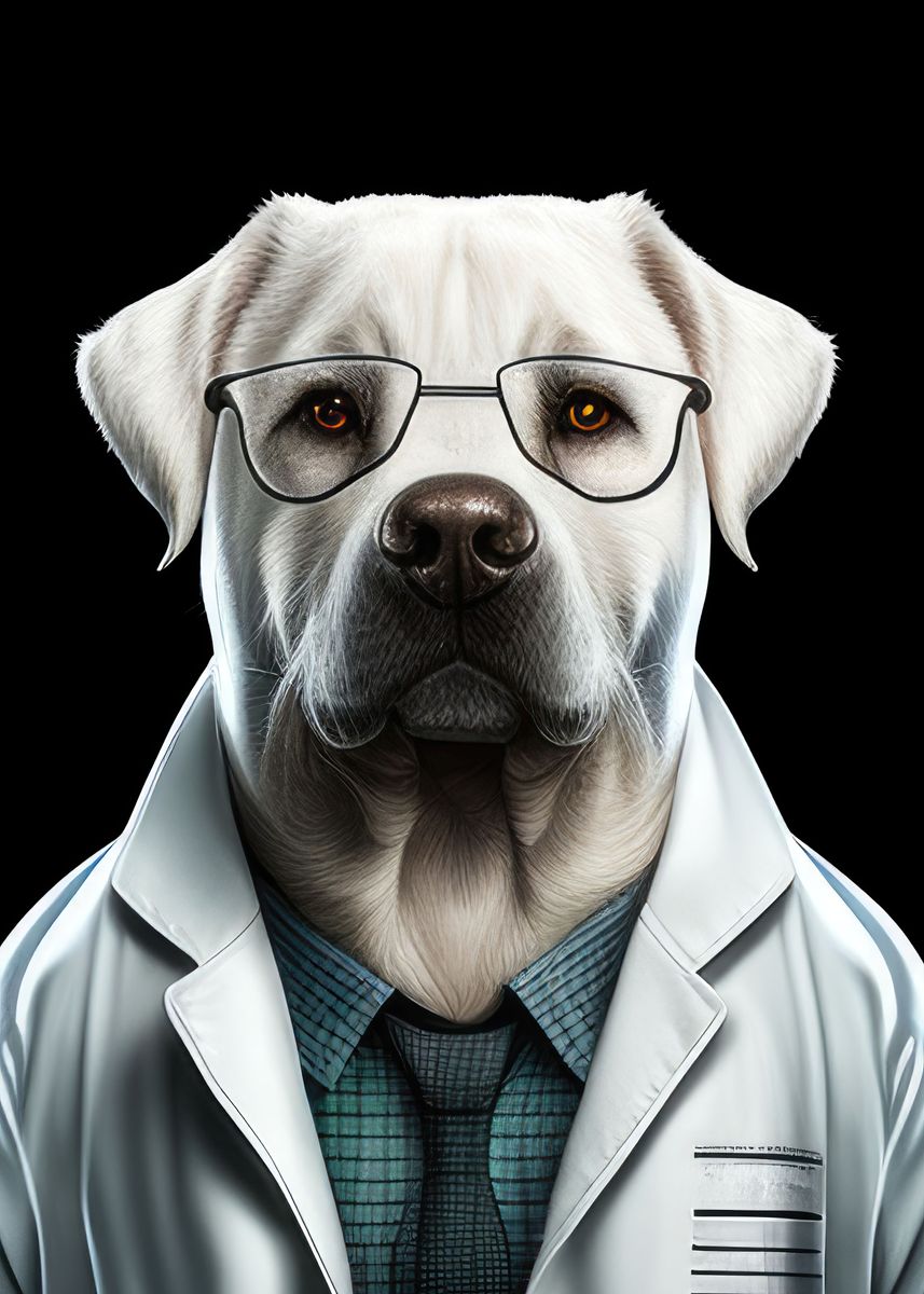 'Doctor Dog' Poster, picture, metal print, paint by Dr Picture | Displate