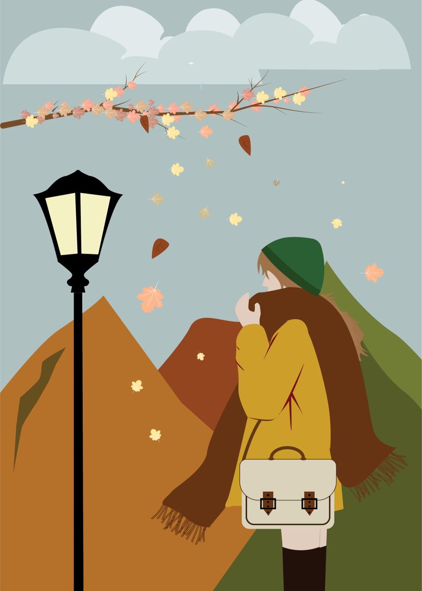 'autumn alone girl' Poster by Travel Travel | Displate