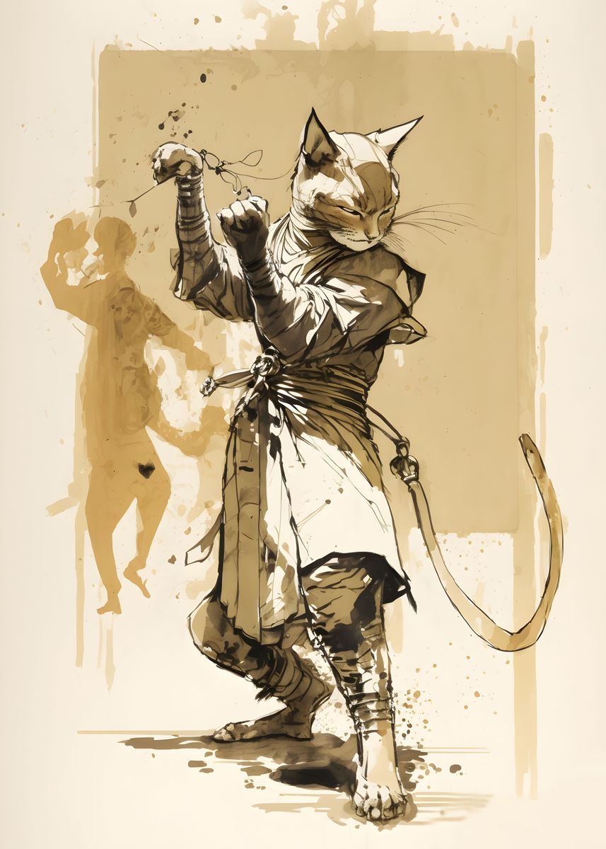 'Shaolin Cat' Poster, picture, metal print, paint by GoodLifeImages ...