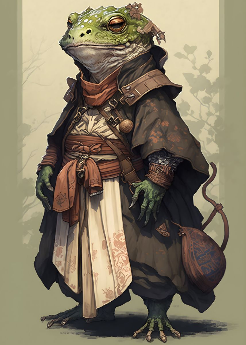 'Ancient Frog Warrior' Poster, picture, metal print, paint by GoodLifeImages | Displate