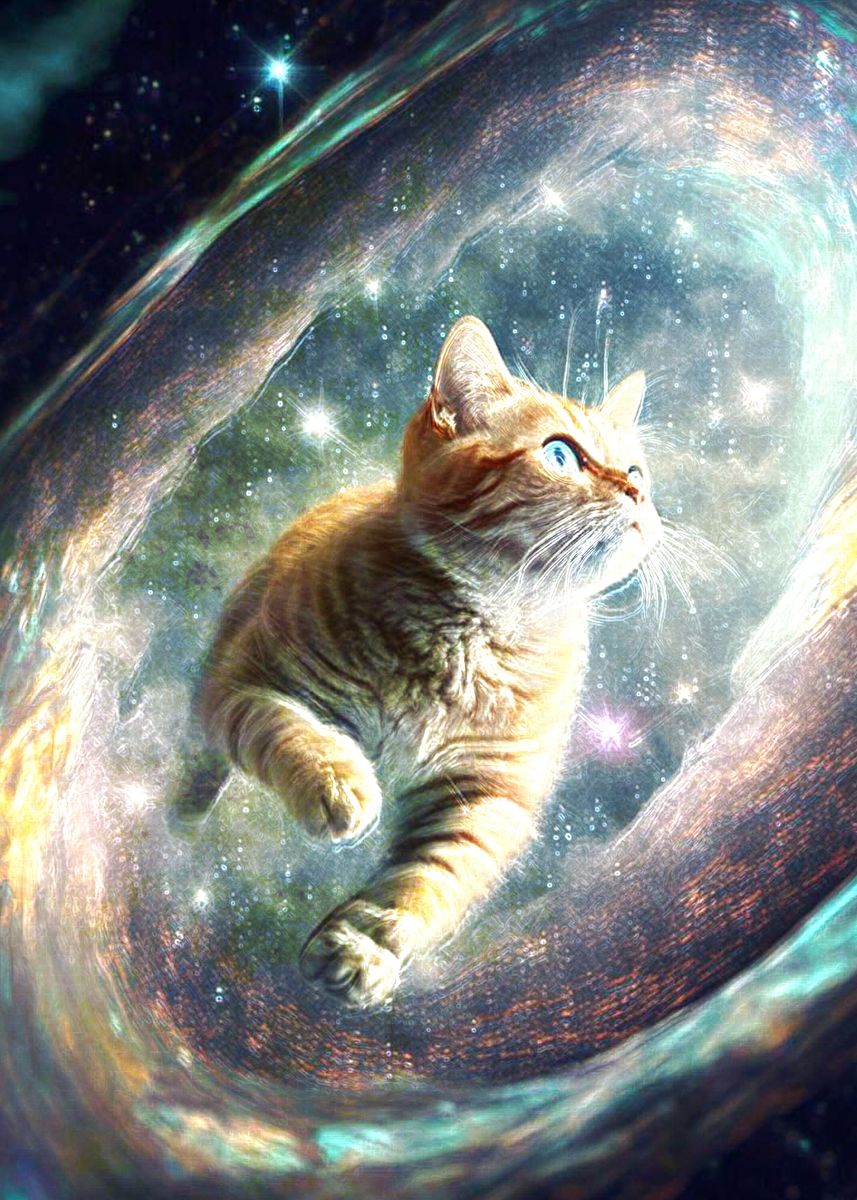 'Space cat' Poster, picture, metal print, paint by Cat Coconut Galery ...