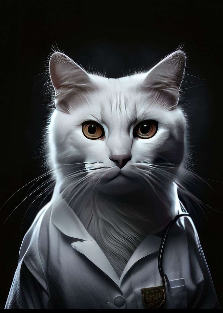 'Doctor Meow' Poster, picture, metal print, paint by Dr Picture | Displate