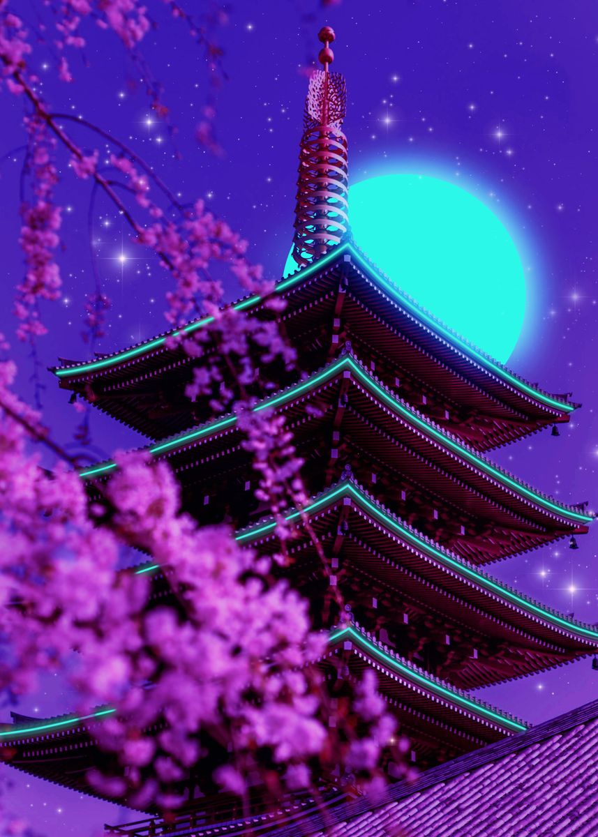 'Neon temple' Poster, picture, metal print, paint by Ritvik Takkar ...
