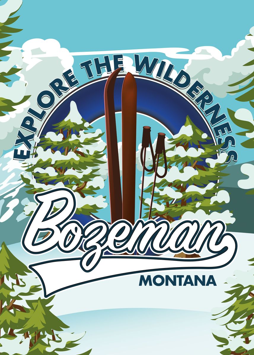 'Bozeman Montana ski logo' Poster, picture, metal print, paint by David ...