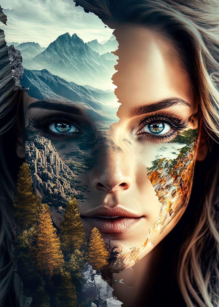 'Beautiful Female Portrait' Poster, picture, metal print, paint by ...