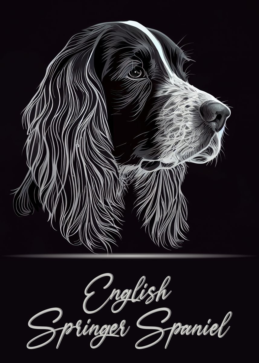 'English Springer Spaniel' Poster, picture, metal print, paint by ...