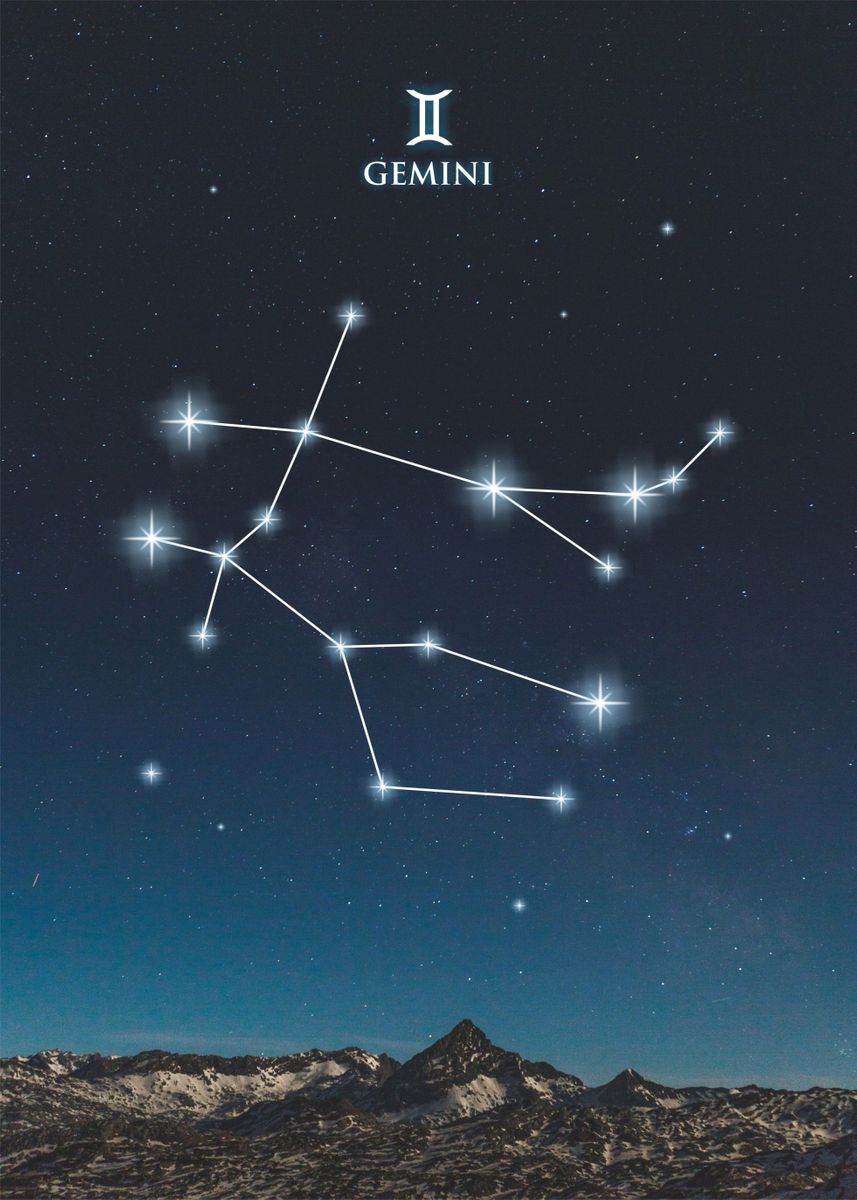 'zodiac gemini night sky' Poster, picture, metal print, paint by yunur ...