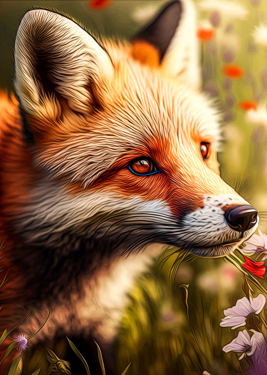 'Fox' Poster, picture, metal print, paint by Tiker Arts | Displate