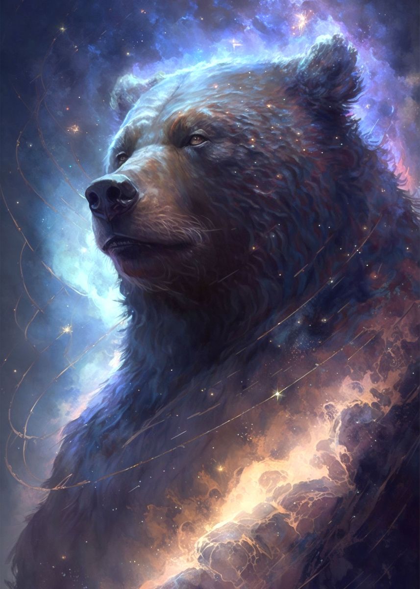 'Cosmic Bear' Poster, picture, metal print, paint by Adam Munton | Displate