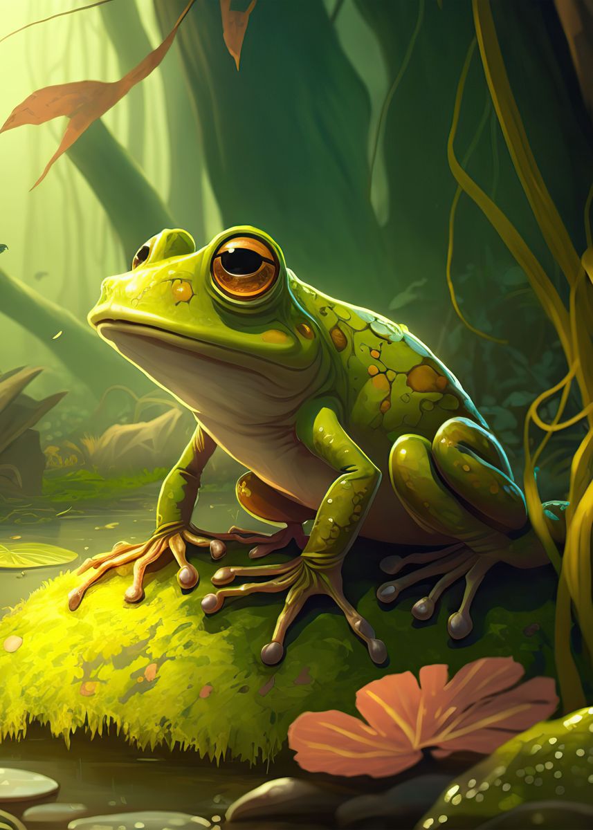 'Frog Cartoon Animal' Poster, picture, metal print, paint by Sohail ...