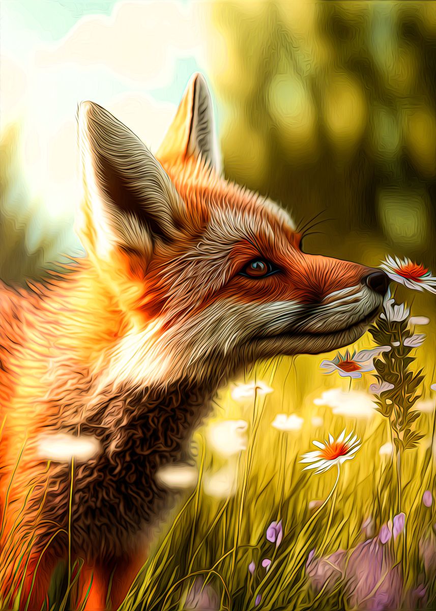 'Fox' Poster, picture, metal print, paint by Tiker Arts | Displate