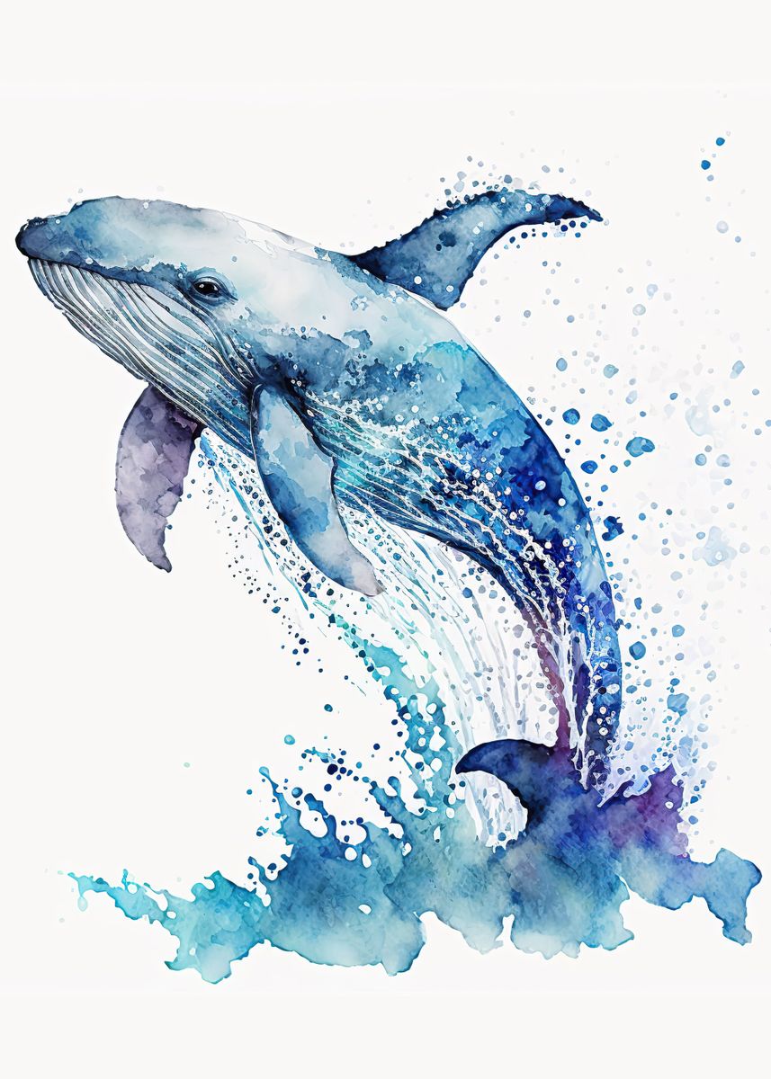 'Whale Animal Colorfull' Poster, picture, metal print, paint by Desiree ...