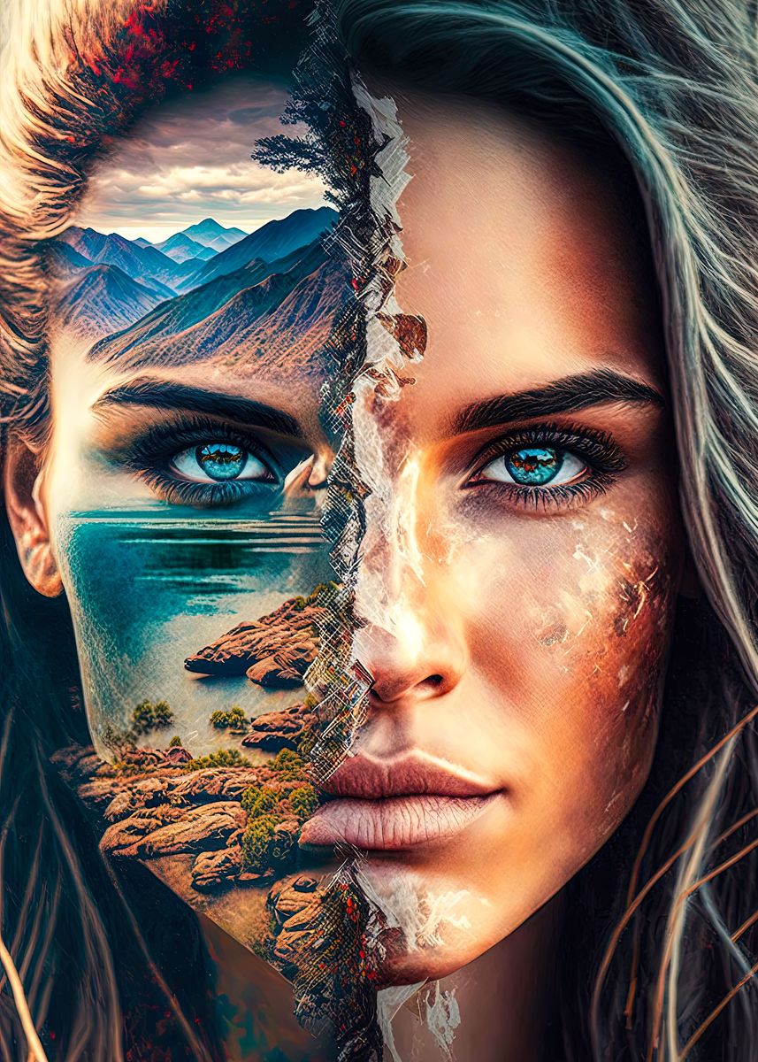 'Nature Spirit Collage' Poster by AlekSunDoor Art | Displate