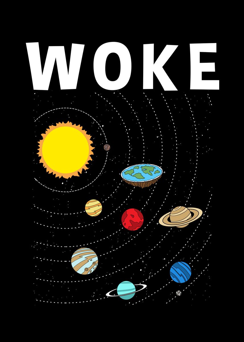 'Woke Flat Earth' Poster, picture, metal print, paint by biNutz | Displate