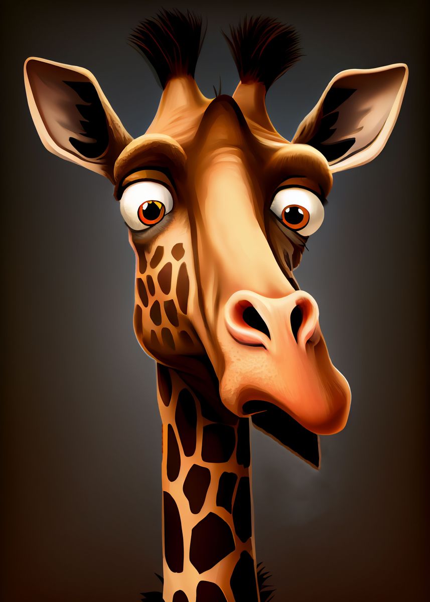 'Funny Giraffe' Poster, picture, metal print, paint by Bofferding ...