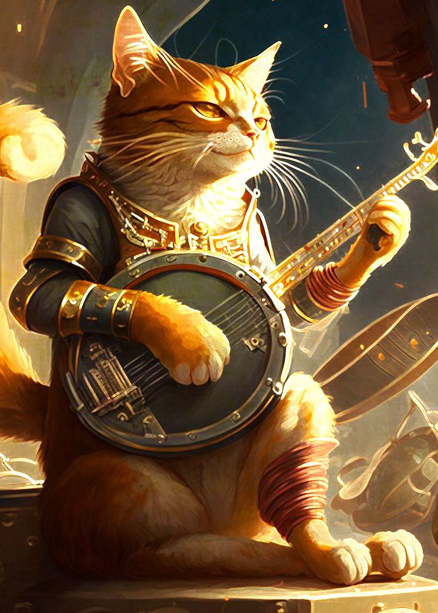 'Cat Musician' Poster, picture, metal print, paint by Cat Coconut ...