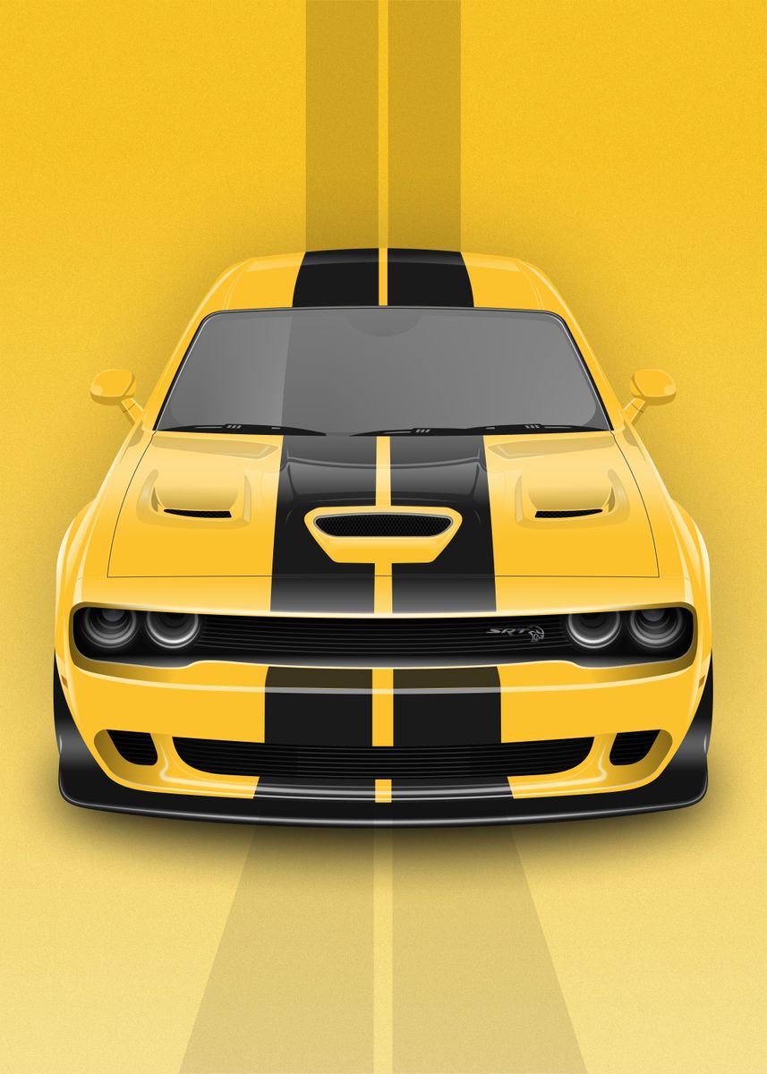 'YELLOW CHALLENGER HELLCAT' Poster, picture, metal print, paint by Flux ...
