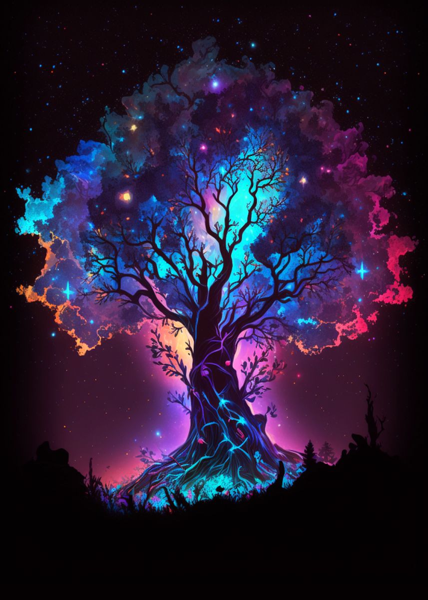 'Tree of Universe' Poster, picture, metal print, paint by Keiji ...