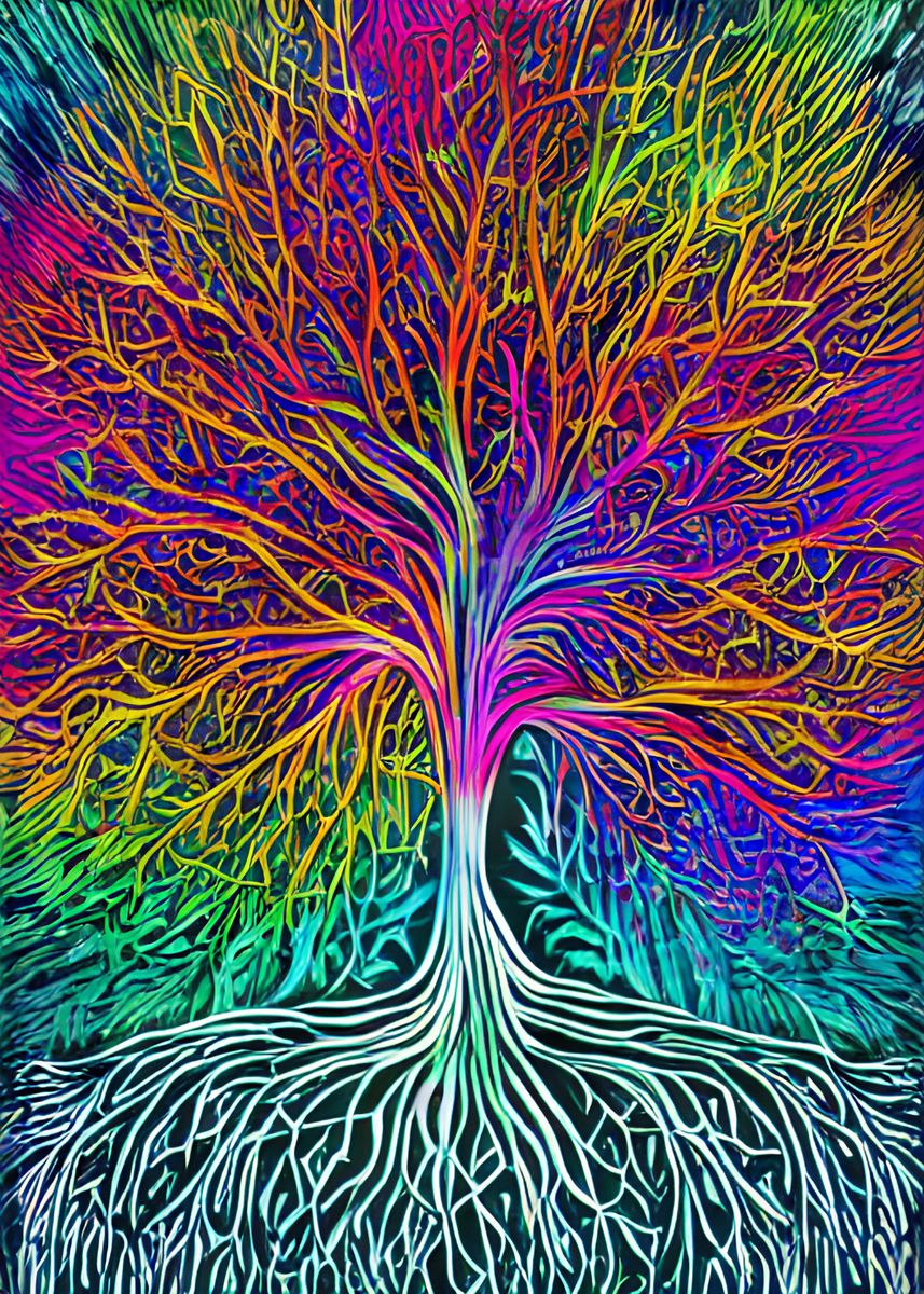 'Colorful Tree with Roots' Poster, picture, metal print, paint by Max ...