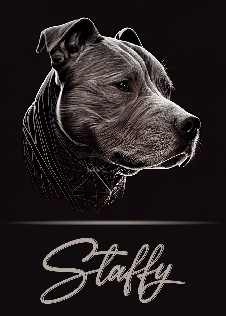 'Staffy' Poster, picture, metal print, paint by Artistic Paradigms ...