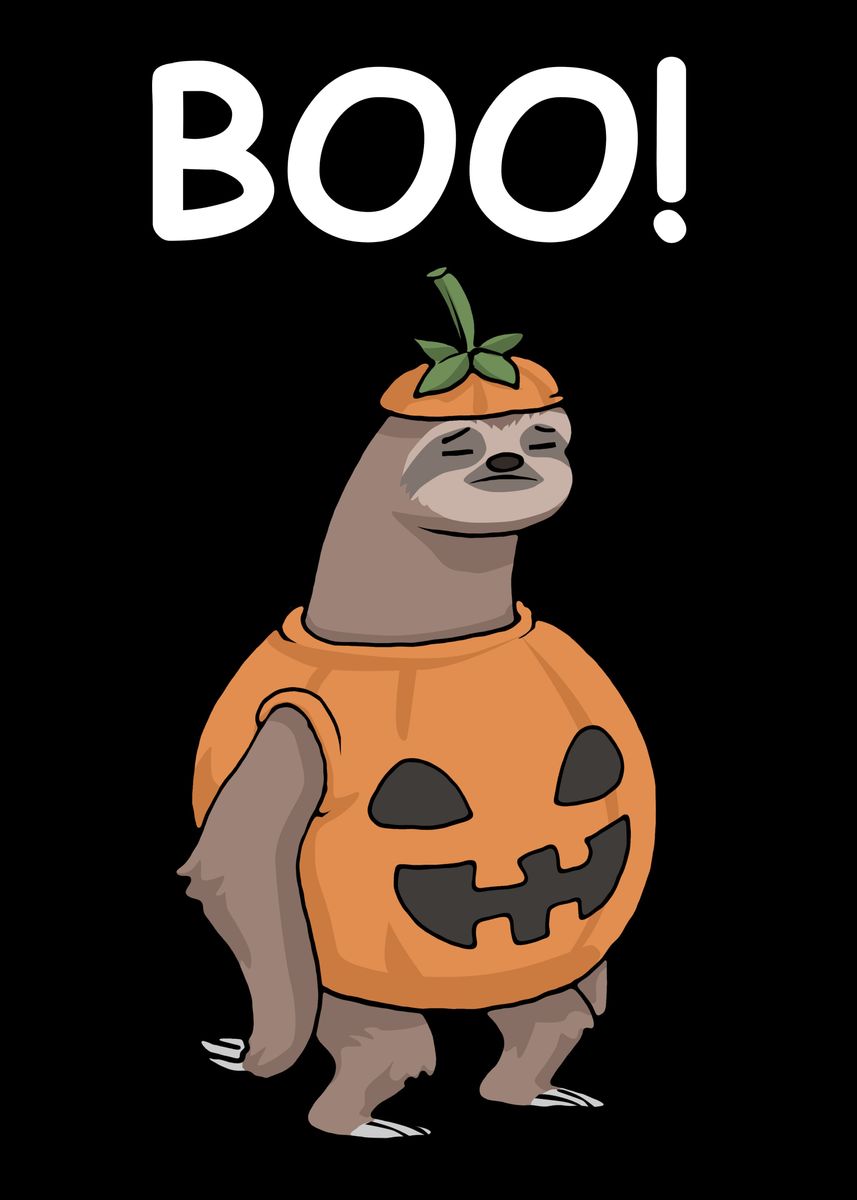 'Halloween Boo Funny Sloth' Poster, picture, metal print, paint by ...