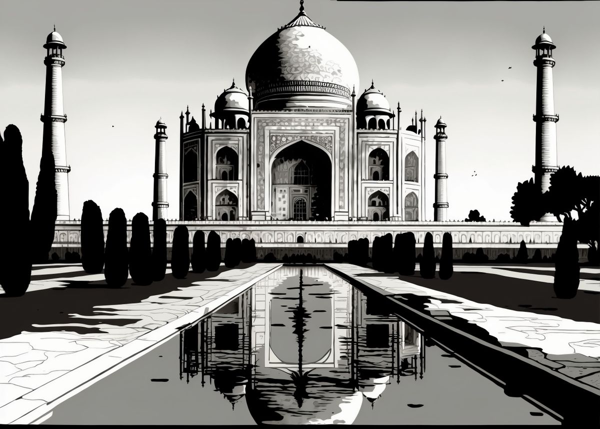 'The Taj Mahal' Poster by Illustration Art | Displate