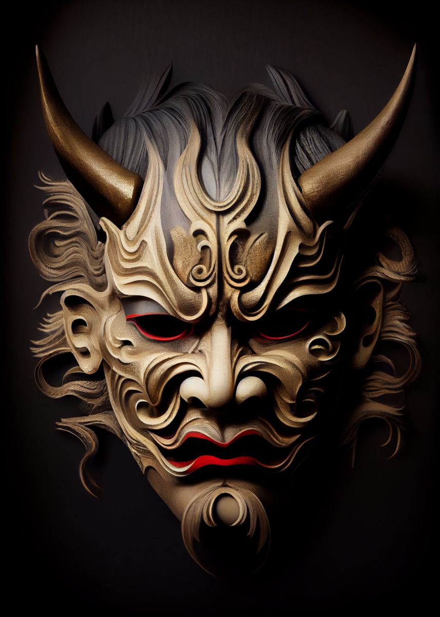 'New Years Namahage Mask' Poster, picture, metal print, paint by mcmtdesigns | Displate