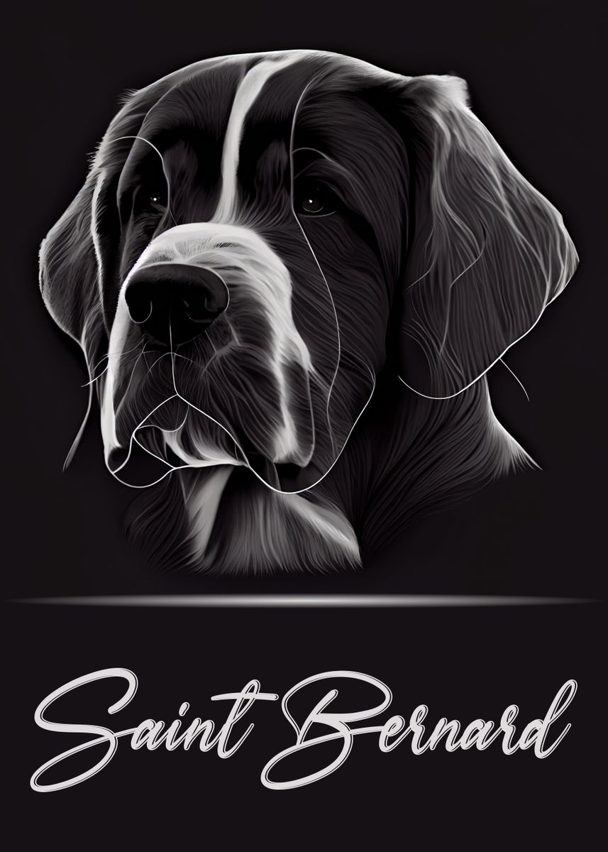 'Adorable Saint Bernard' Poster, picture, metal print, paint by ...