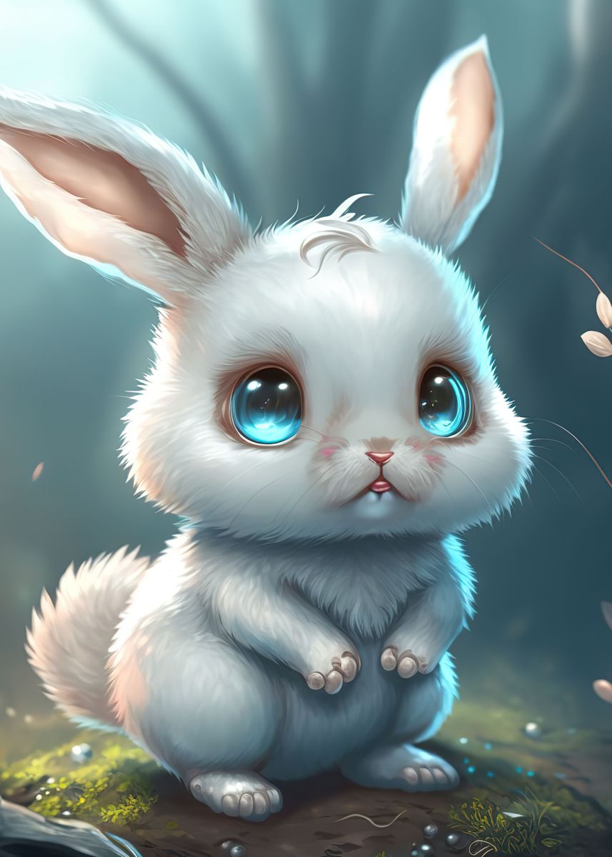 'rabbit cute ' Poster, picture, metal print, paint by Chester Draper ...