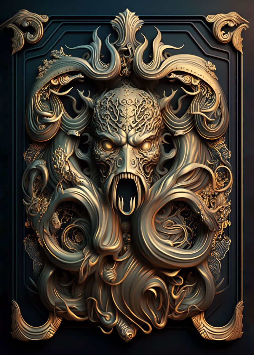 'Cthulhu Golden Art Deco' Poster, picture, metal print, paint by Luong ...