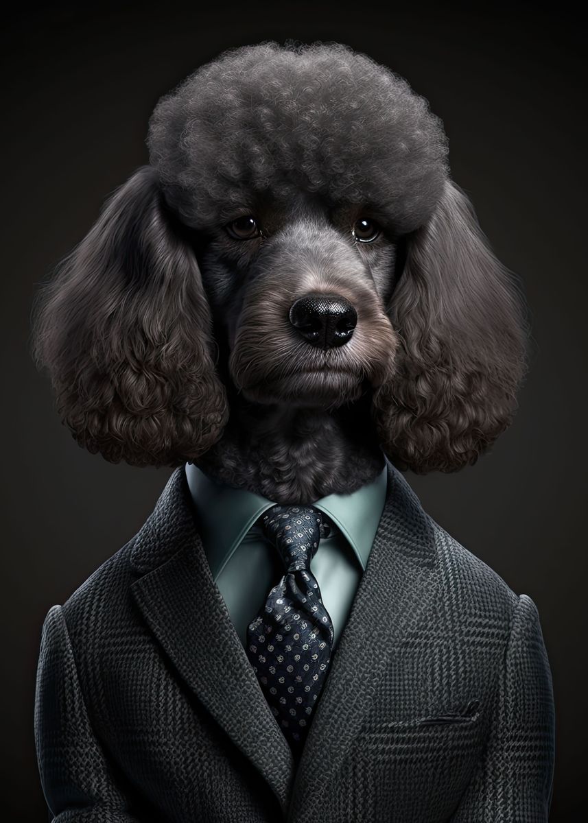 'Poodle in a Mens Suit ' Poster, picture, metal print, paint by PetPrints | Displate