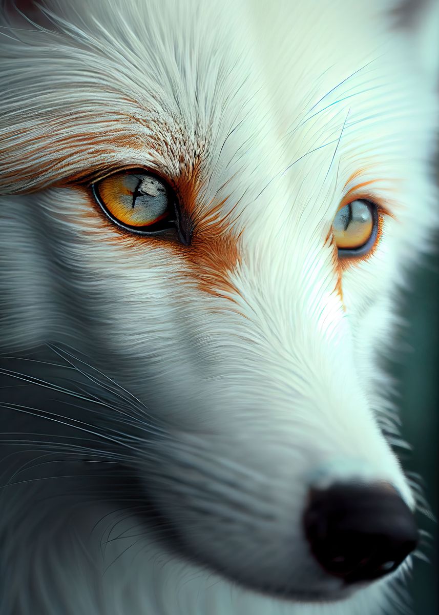 'Arctic Elegance White Fox' Poster, picture, metal print, paint by 21 ...