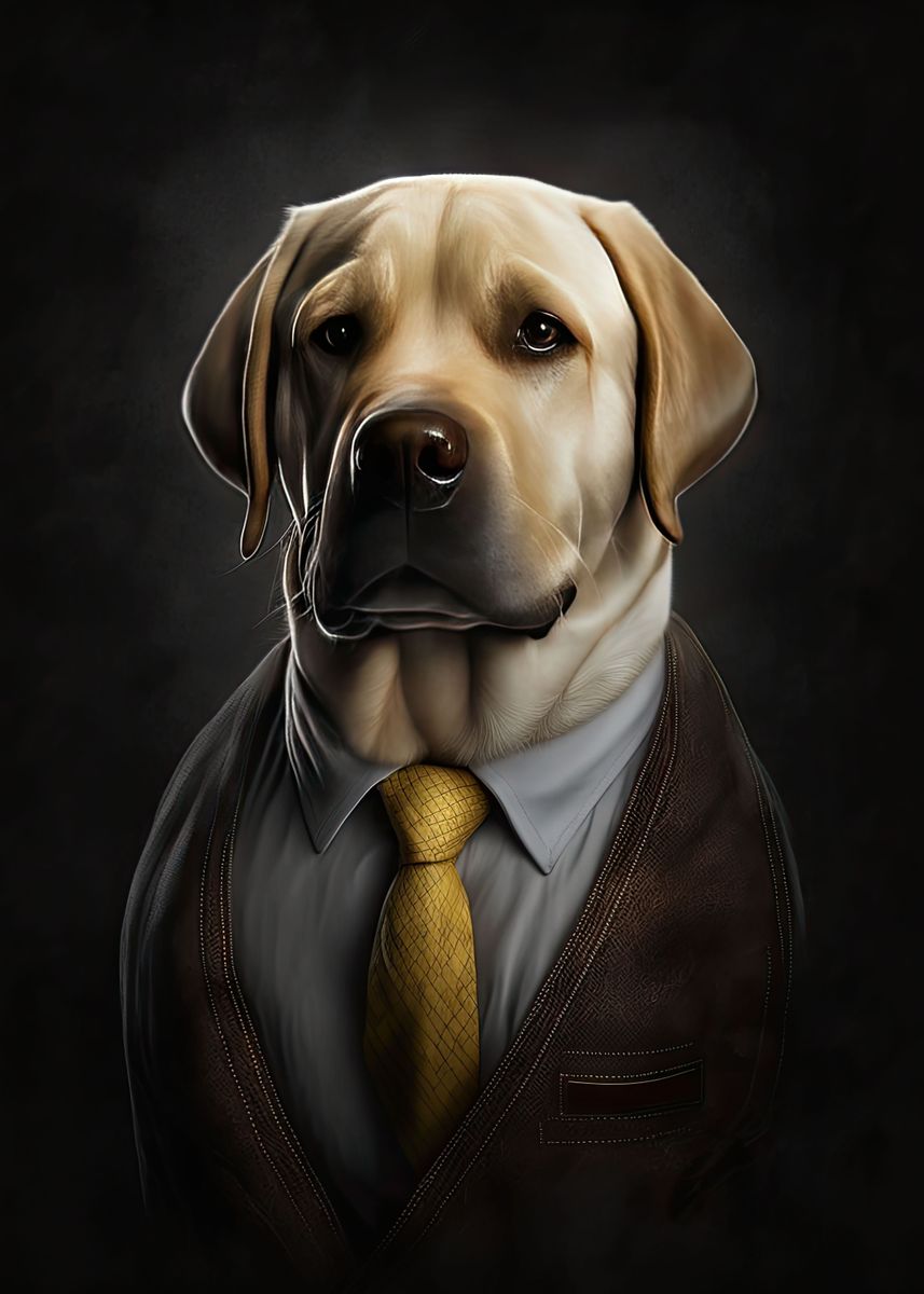 'Labrador in a Mens Suit ' Poster, picture, metal print, paint by ...