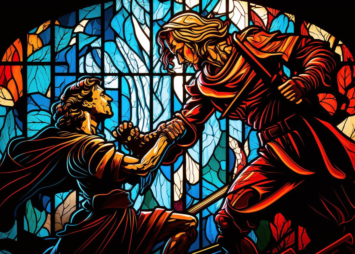 'Stained Glass Fight Scene' Poster by Nehar Harpreet | Displate