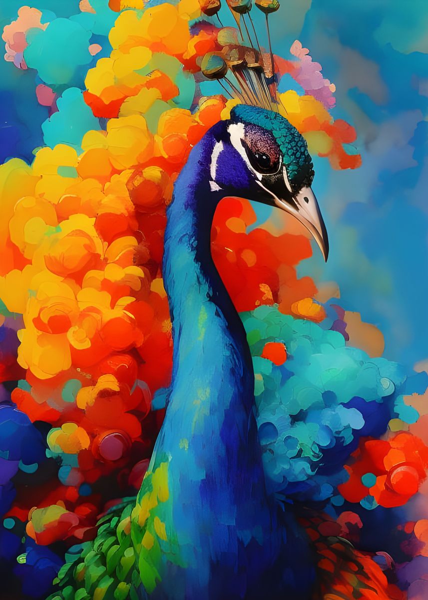 'Acrylic Peacock' Poster, picture, metal print, paint by Kzara Visual ...