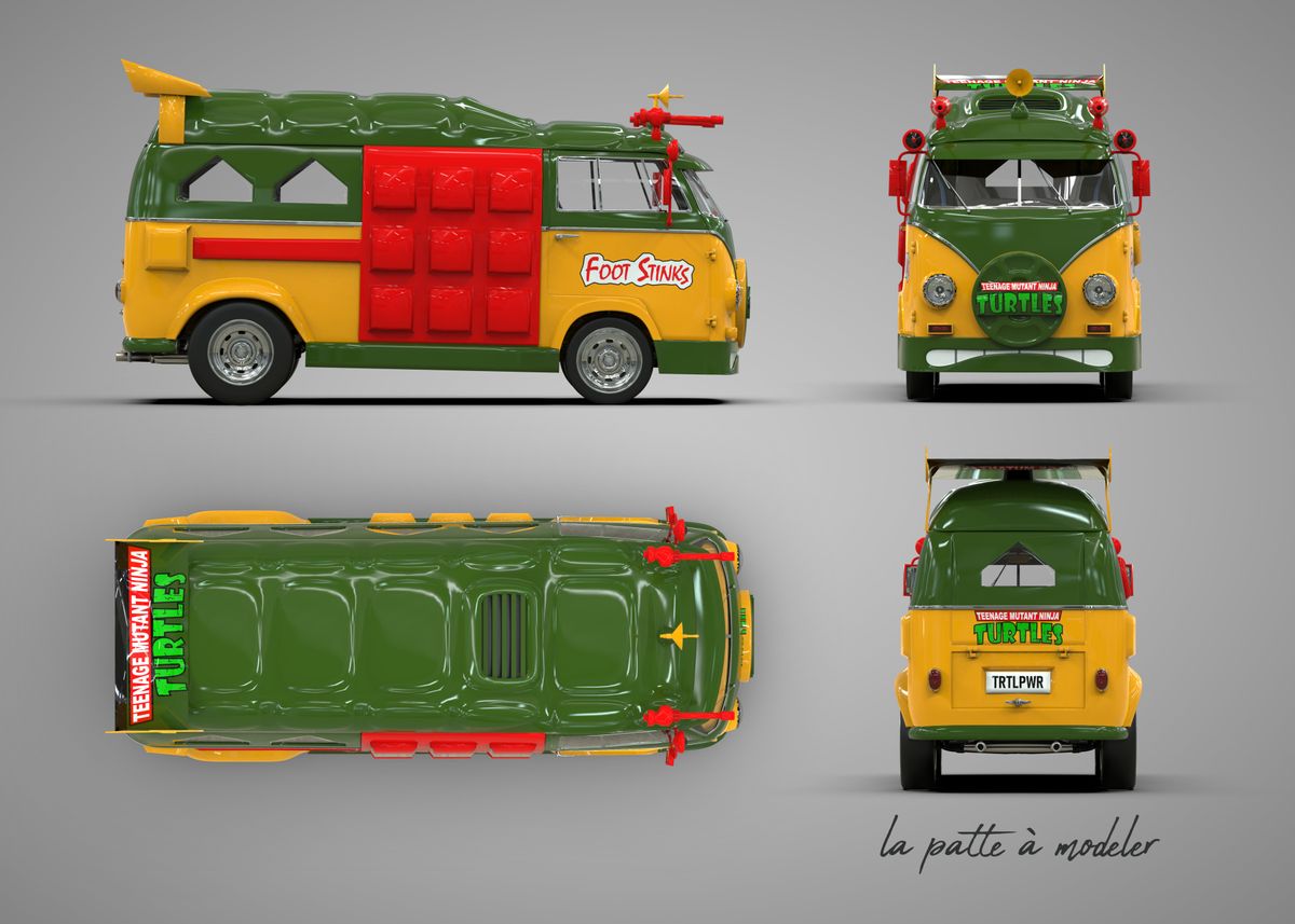 'Vw Combi T1 Ninja Turtles' Poster by LAPATTEAMODELER | Displate