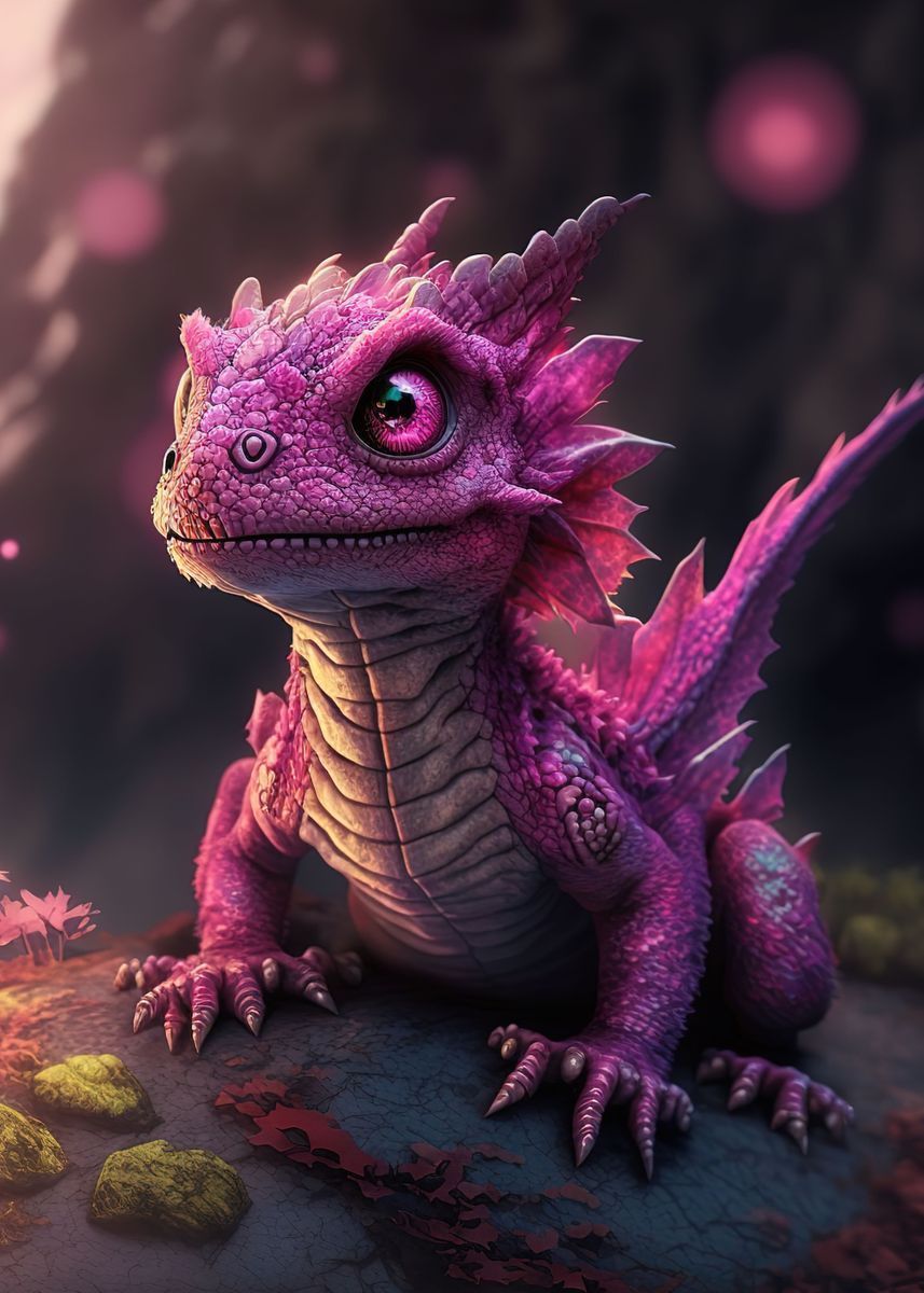 'cute dragon ' Poster, picture, metal print, paint by Jena | Displate