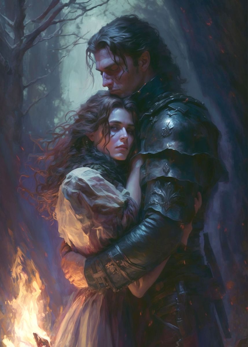 'Knight With His Princess' Poster, picture, metal print, paint by Adam ...