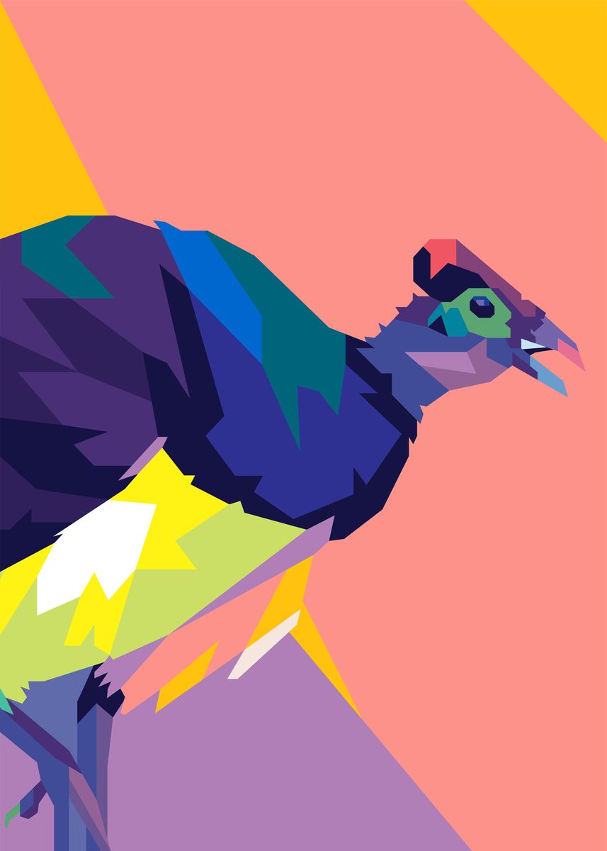 'Bird Maleo' Poster, picture, metal print, paint by Indra | Displate