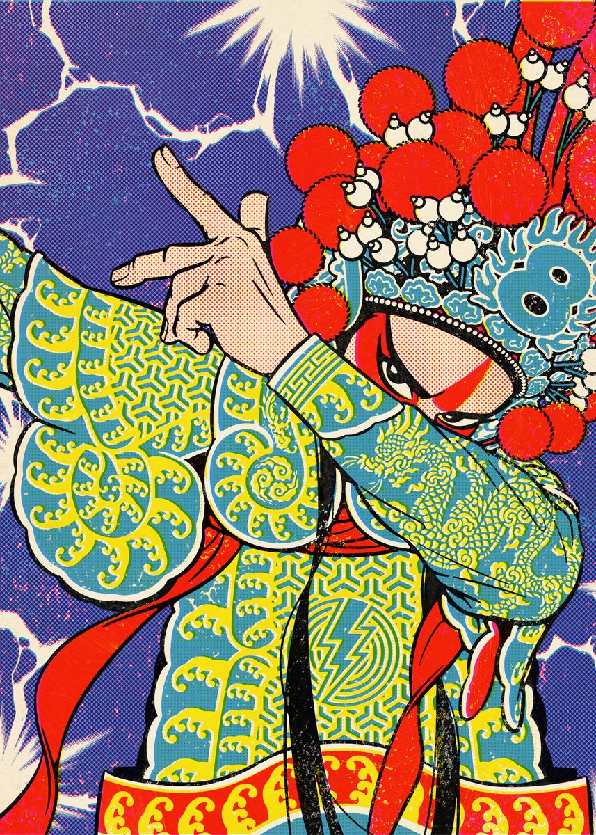 'Opera Dab Wu Sheng' Poster, picture, metal print, paint by Plastered 8 ...