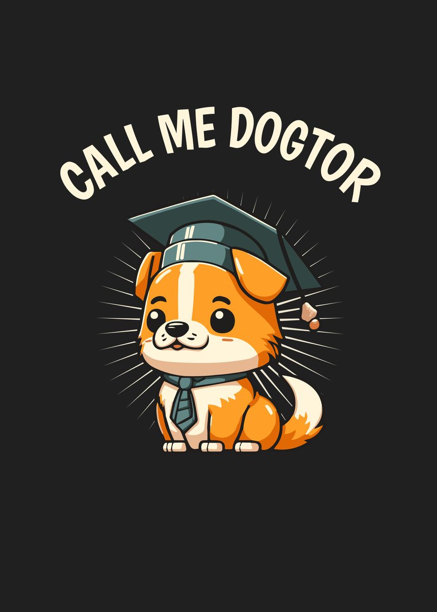 'Cute Dog Funny Doctor PhD' Poster, picture, metal print, paint by ...